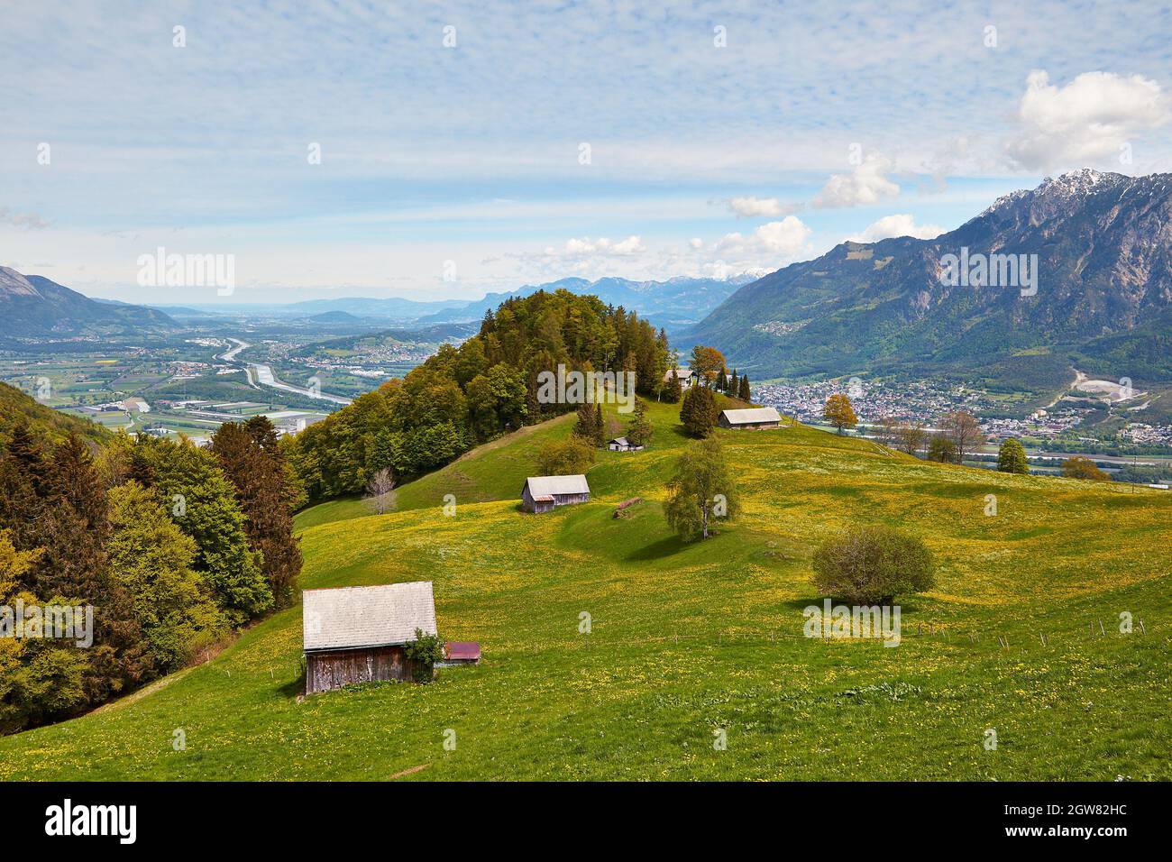 Views from blossoming Sevelerberg towards Bodensee (Lake Constance ...