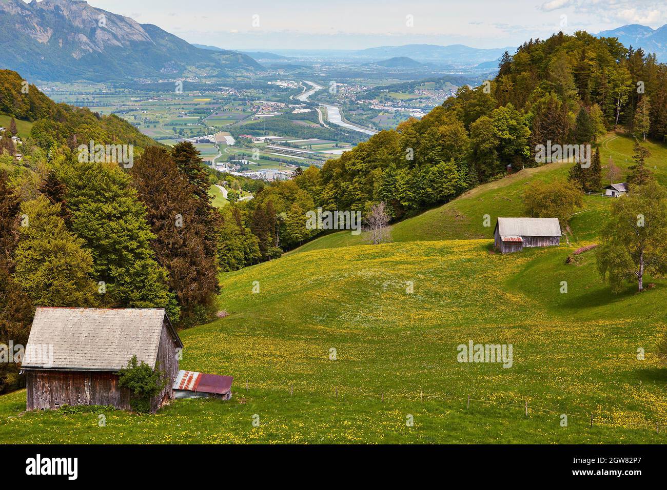 Views from blossoming Sevelerberg towards Bodensee (Lake Constance ...