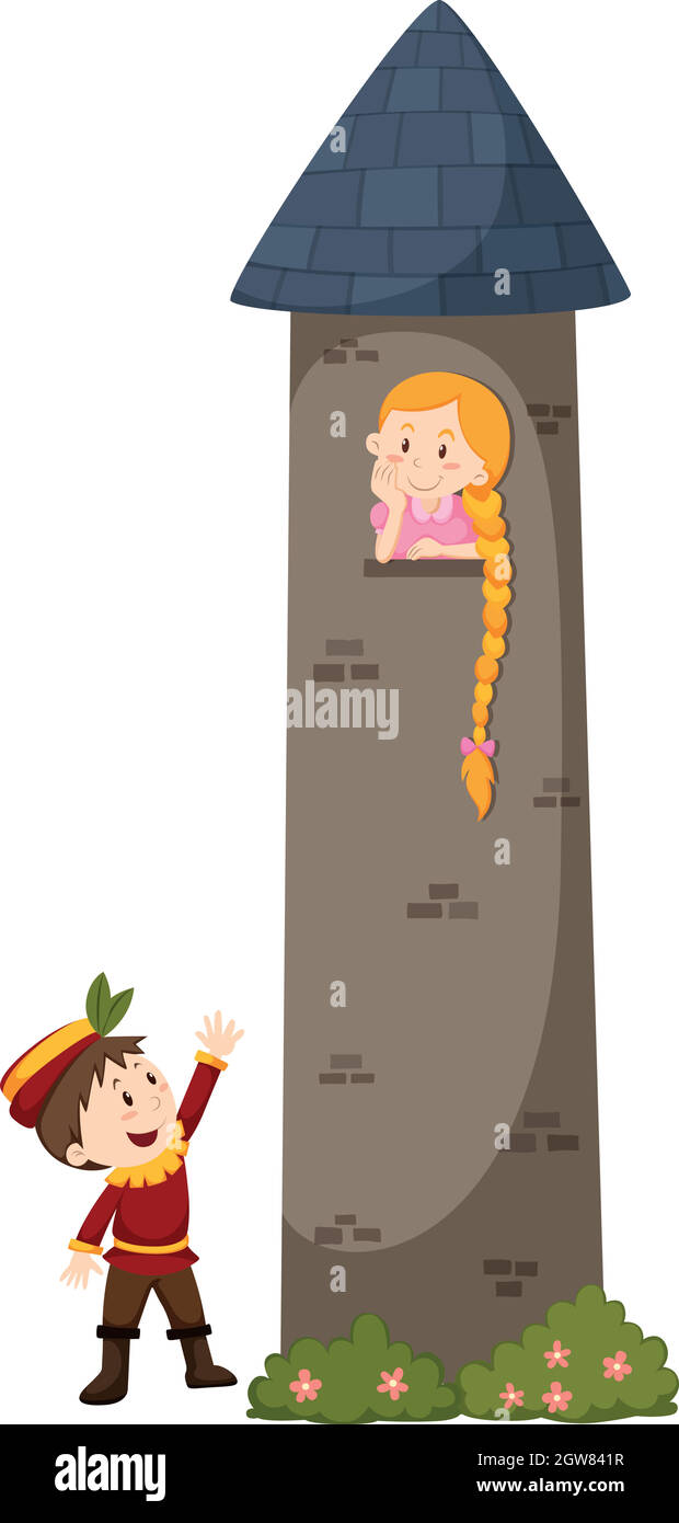 Prince looking at the princess on the tower Stock Vector Image & Art ...