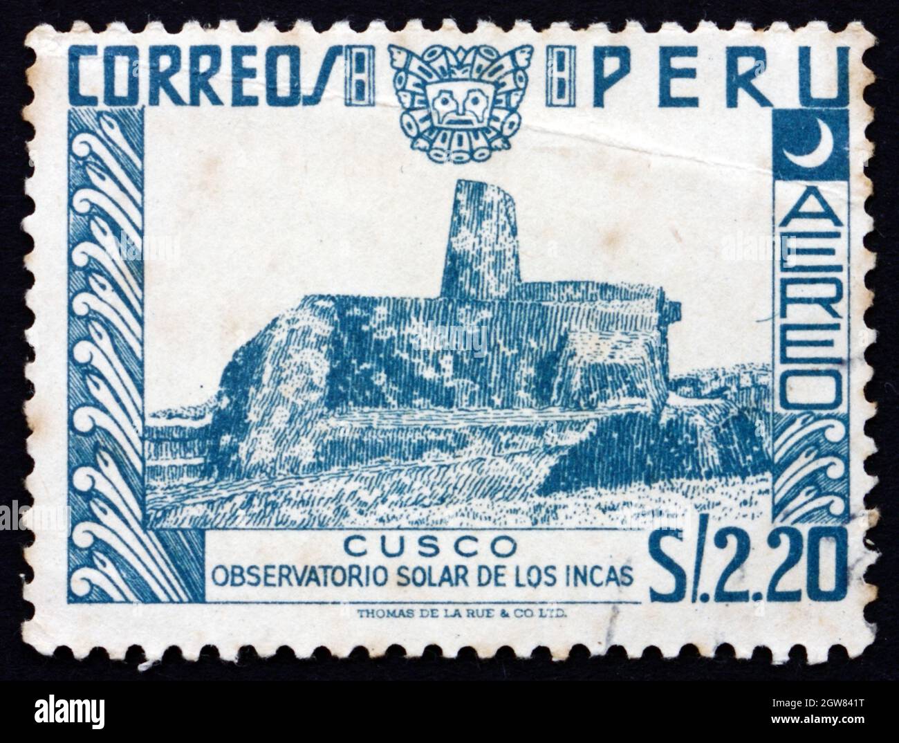 PERU - CIRCA 1953: a stamp printed in the Peru shows Inca Solar ...