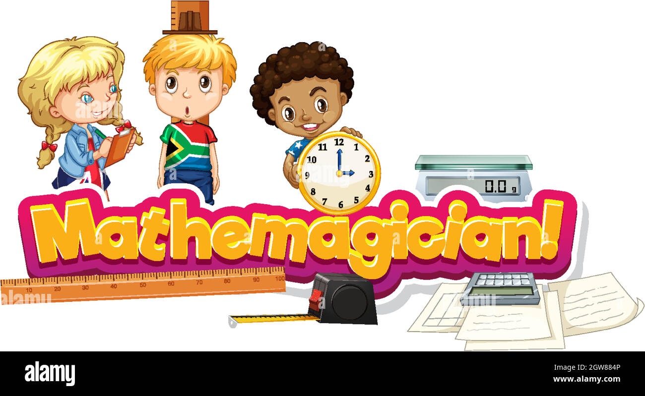 Font design for word mathmagician with happy children Stock Vector ...