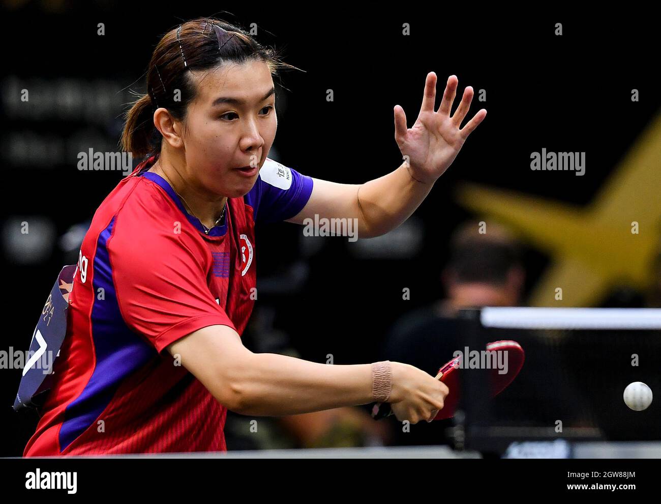 Doha, Qatar. 2nd Oct, 2021. Lee Ho Ching of Hong Kong of China competes ...