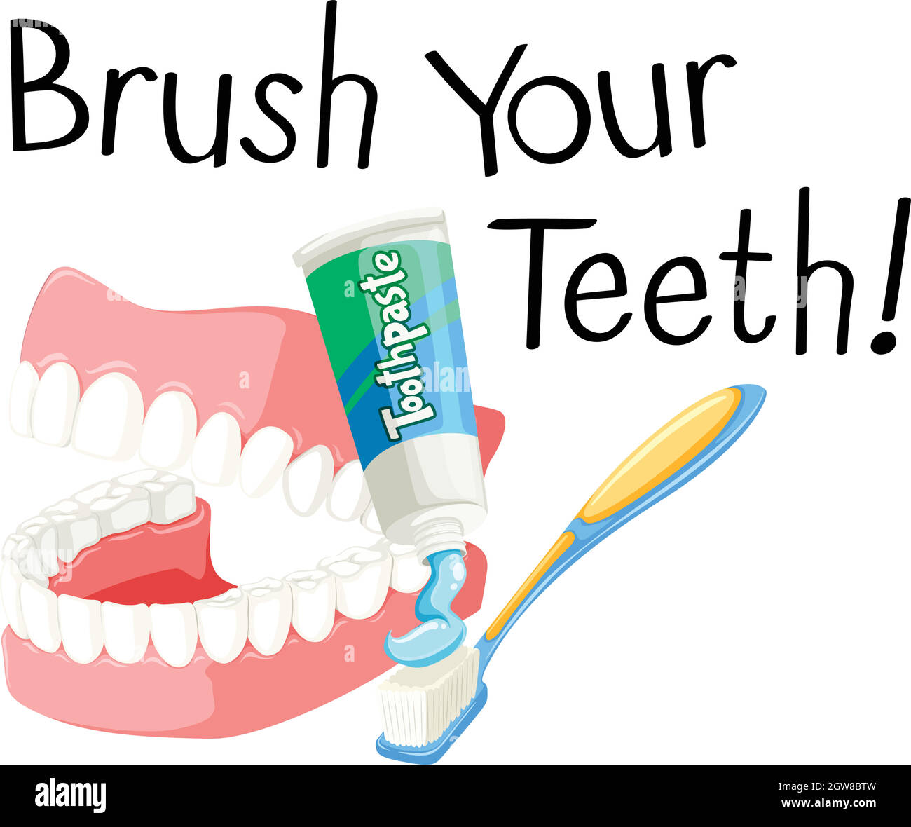 Brush your teeth with toothbrush and paste Stock Vector Image & Art - Alamy