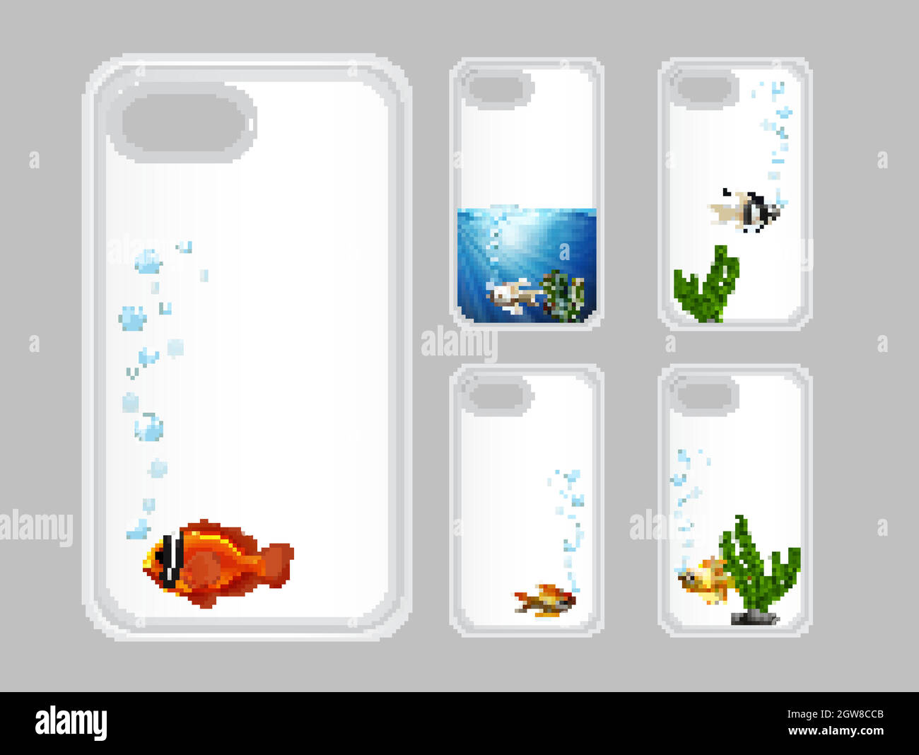 Graphic design on telephone case with fish underwater Stock Vector ...