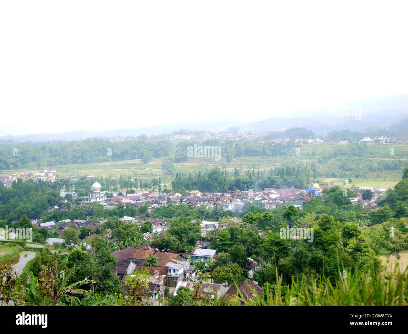 view of a village in the mountains from above Stock Photo - Alamy