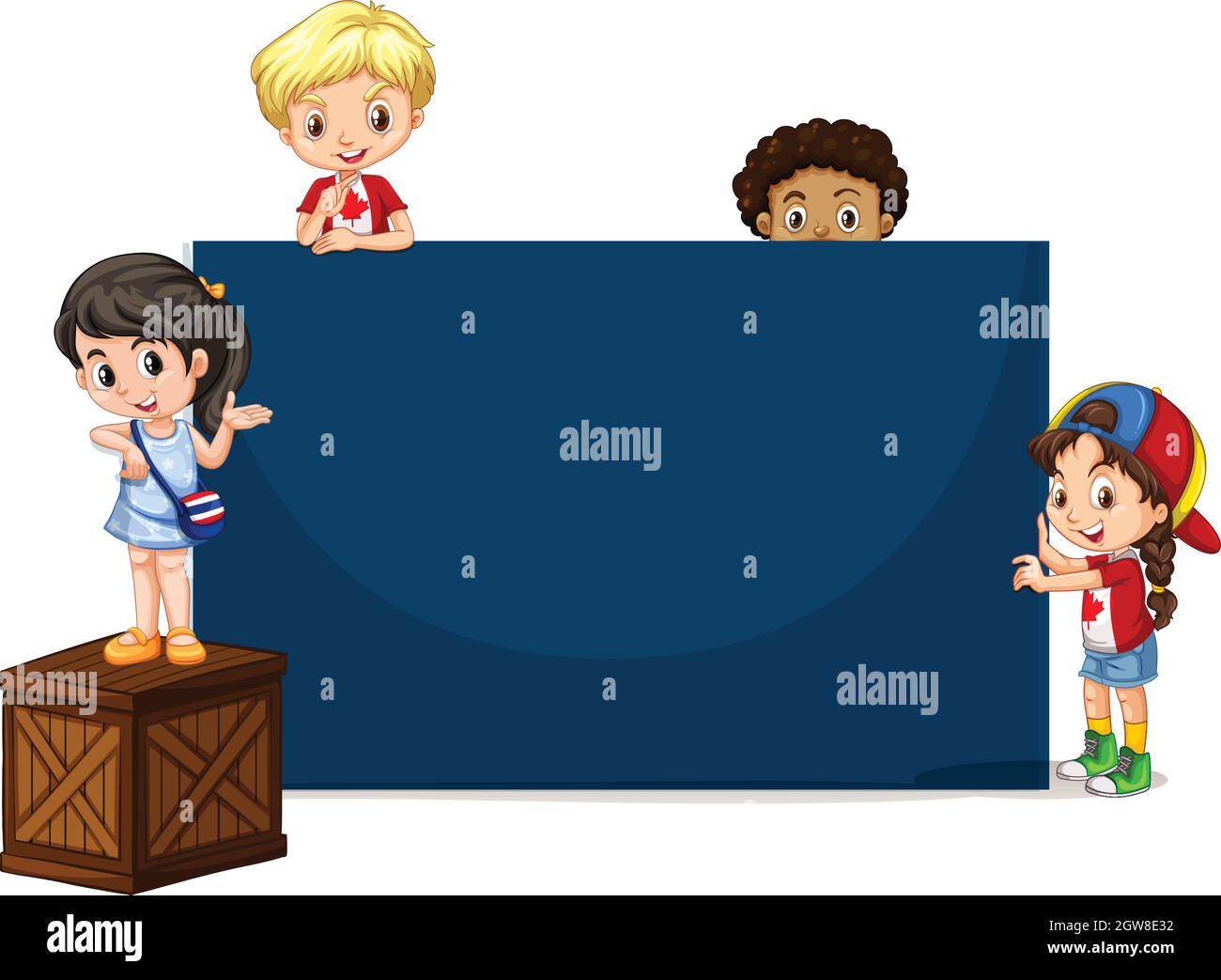 Children around the blue board Stock Vector Image & Art - Alamy