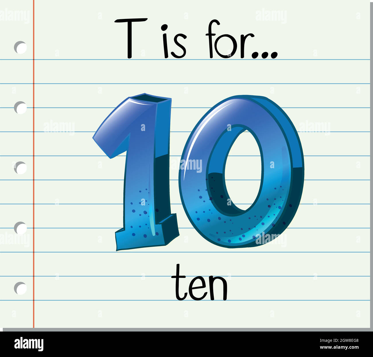 Flashcard letter T is for ten Stock Vector Image & Art - Alamy