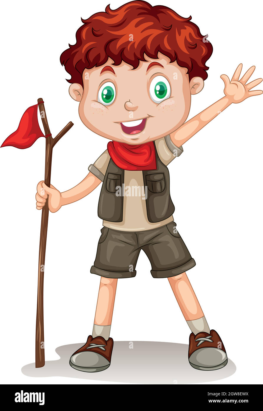 Boy hiking backpack on Stock Vector Images - Alamy