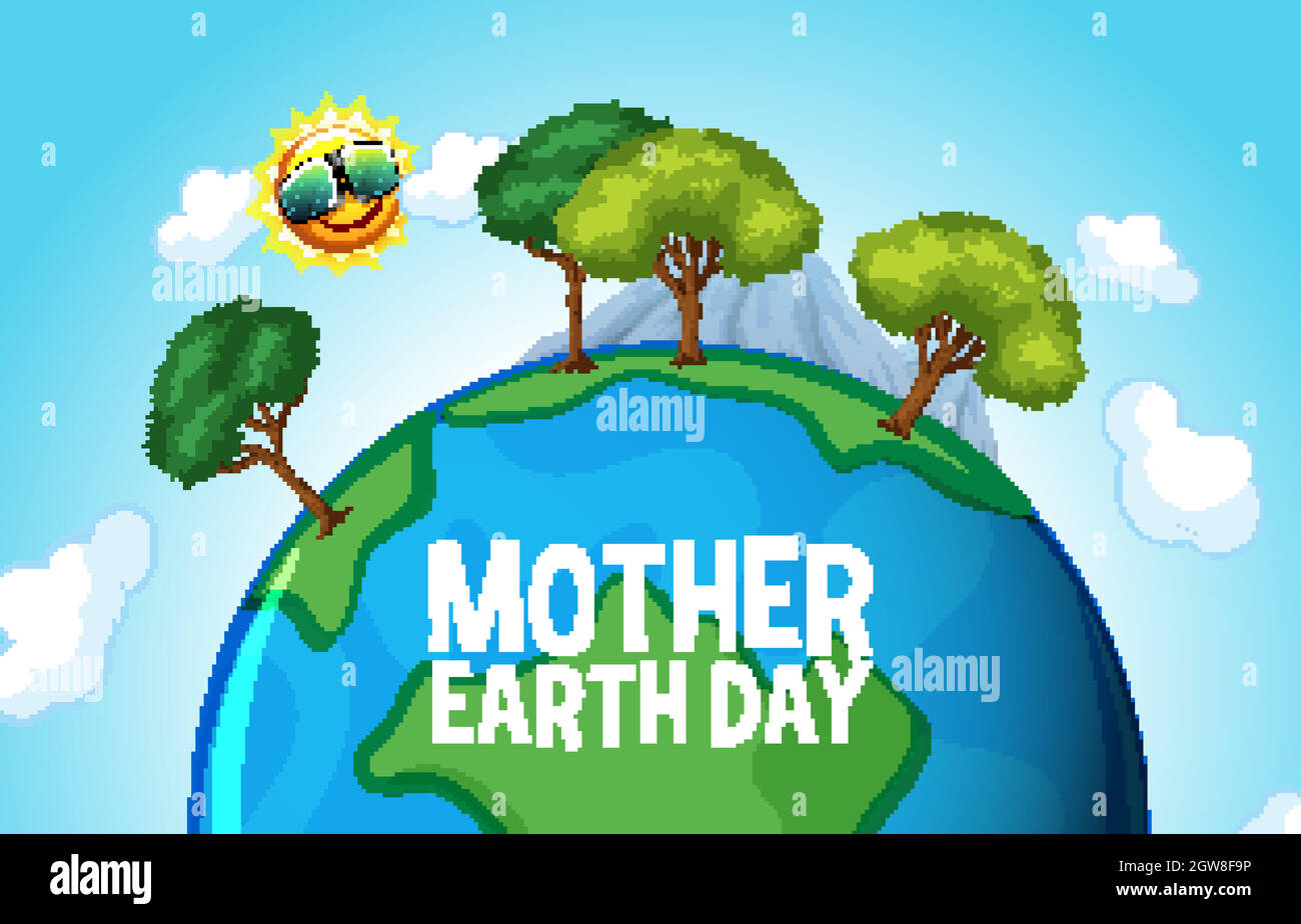 Poster design for mother earth day with many trees on earth Stock ...