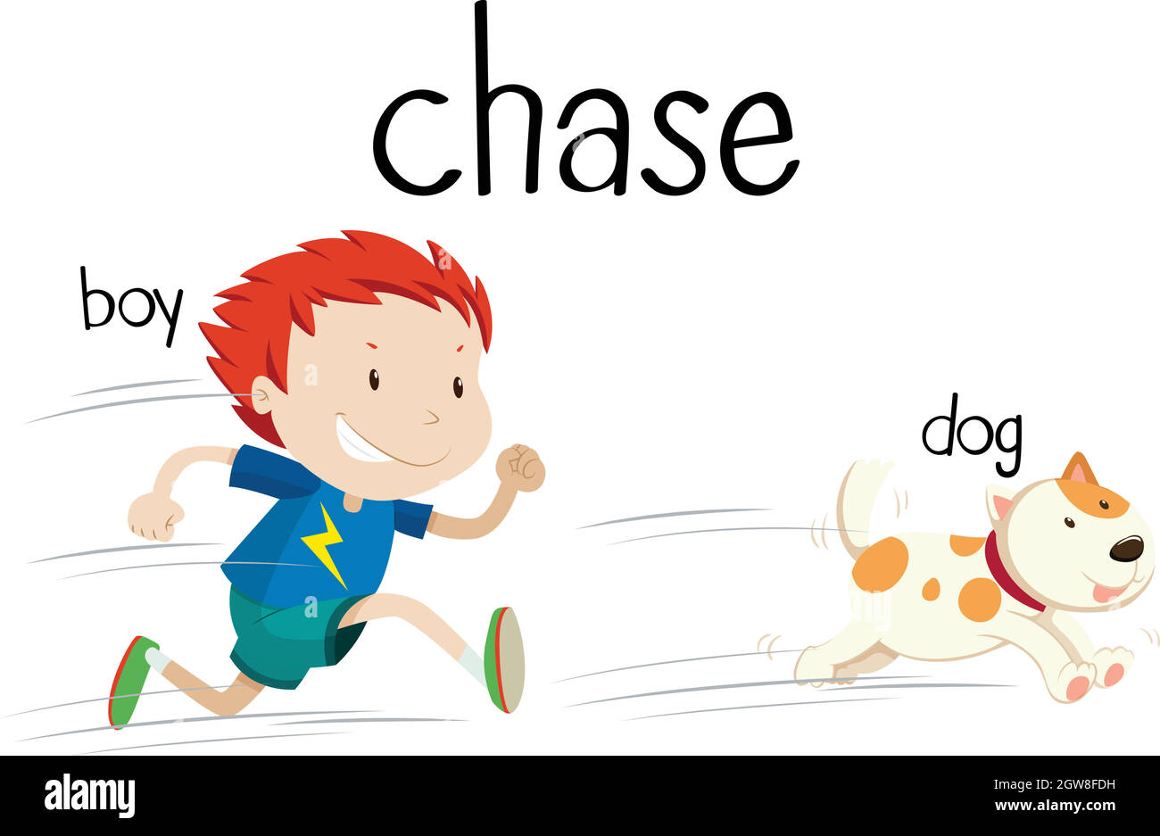 Bad boy chasing little dog Stock Vector Image & Art - Alamy