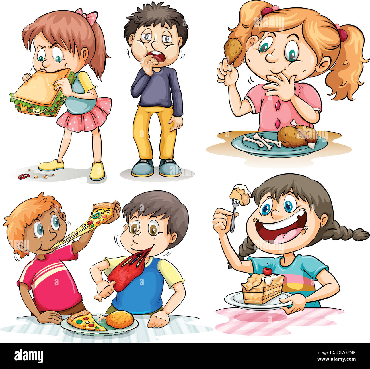 Children eating different kind of food Stock Vector Image & Art - Alamy