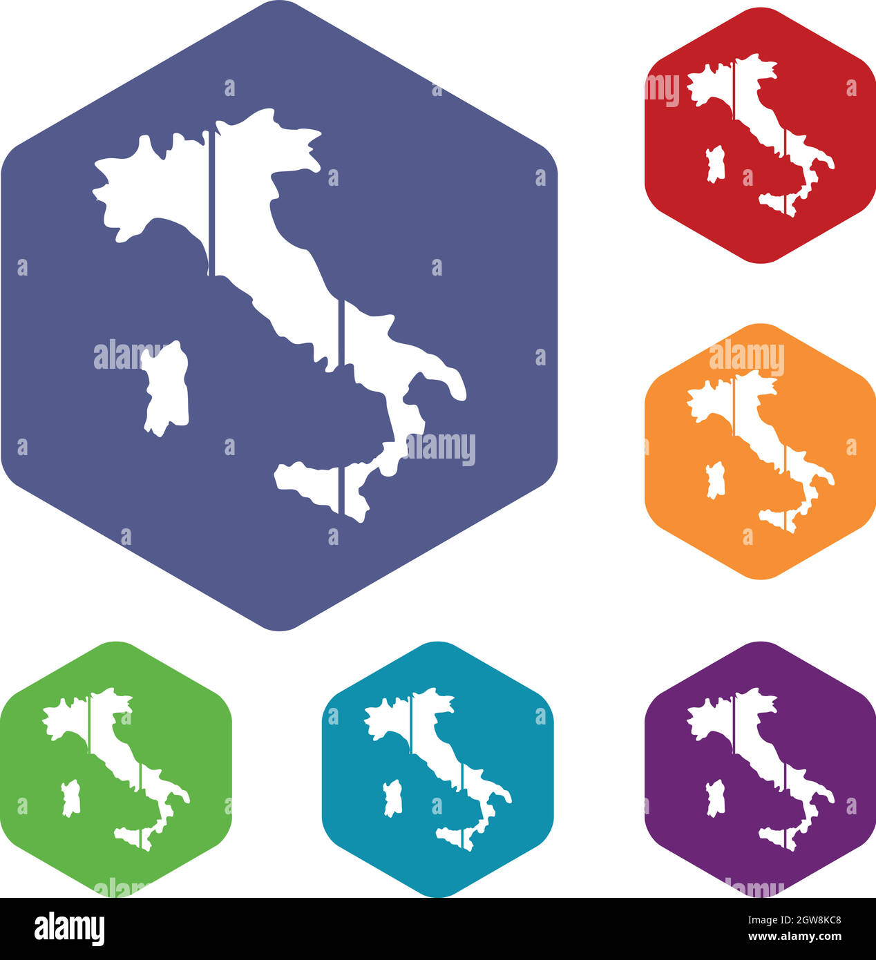 Map of Italy icons set Stock Vector Image & Art - Alamy