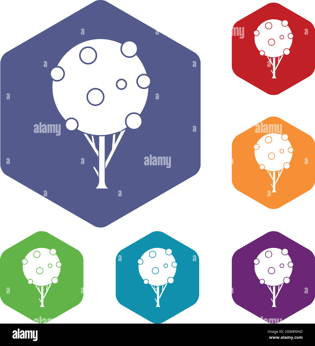 Tree with fruits icons set Stock Vector Image & Art - Alamy