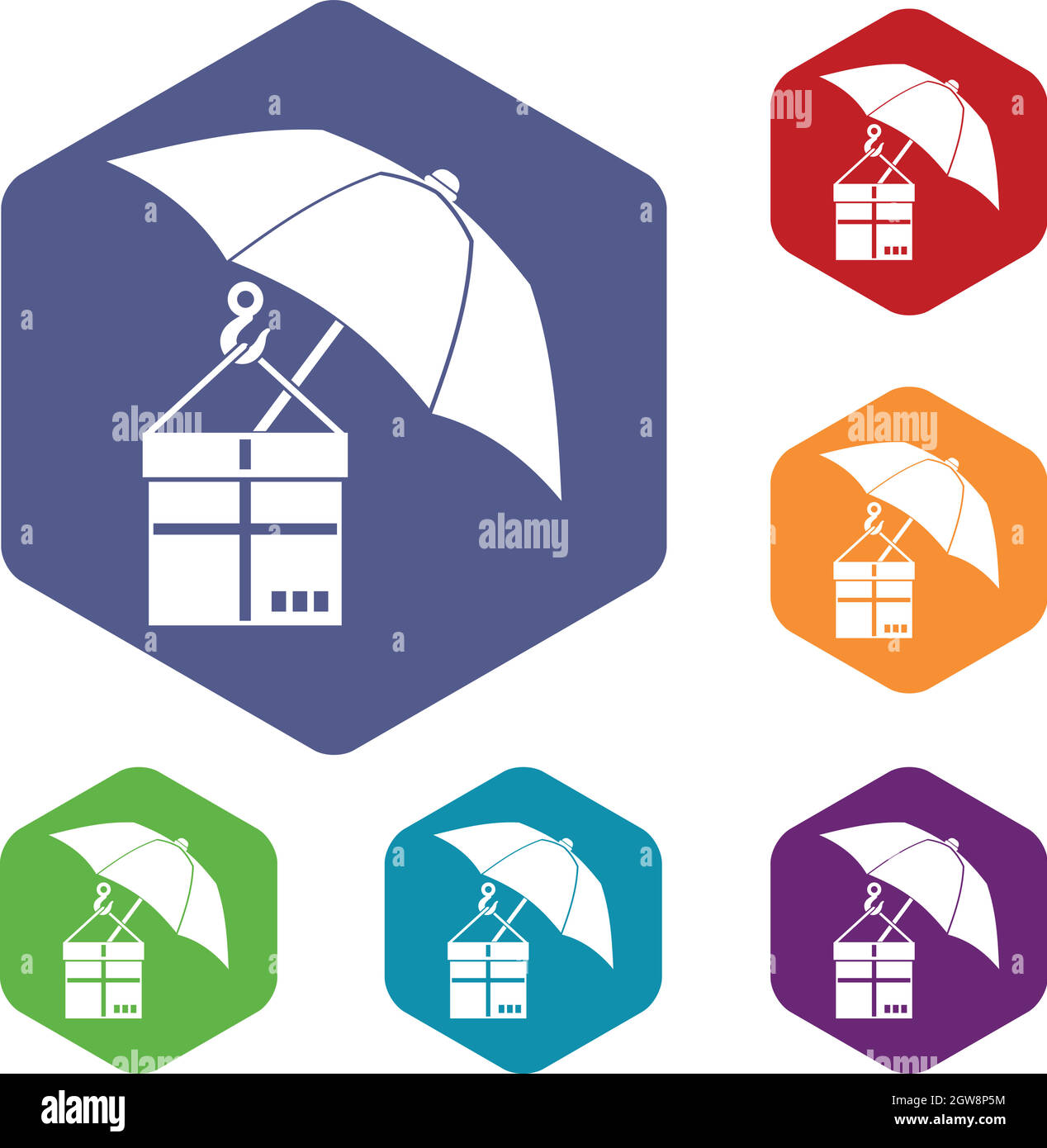 Umbrella and a cardboard box icons set Stock Vector Image & Art - Alamy