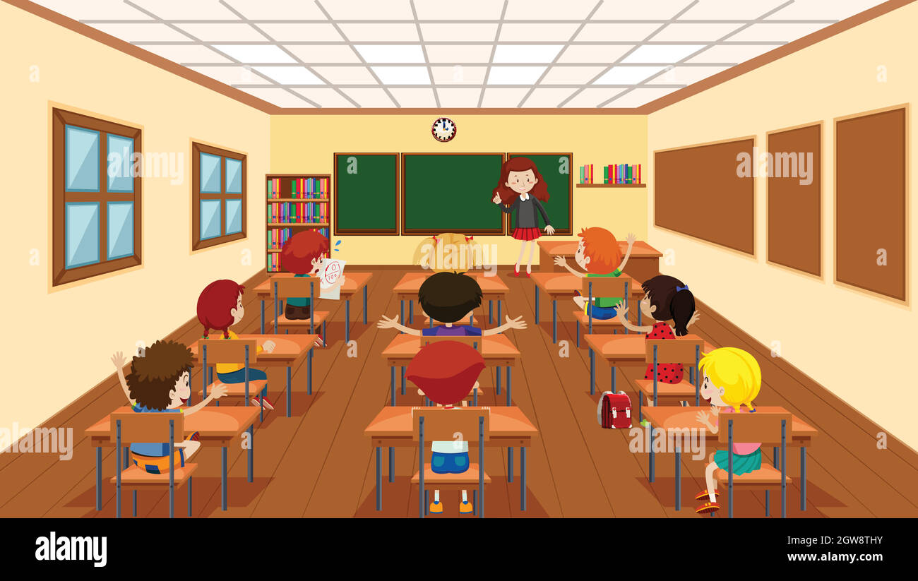 Children in classroom scene Stock Vector Image & Art - Alamy