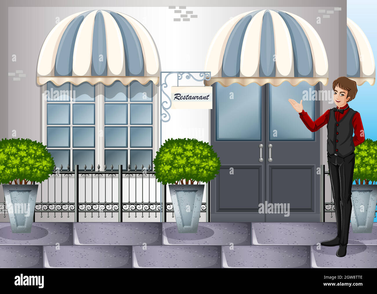 Entrance of restaurant Stock Vector Images - Alamy