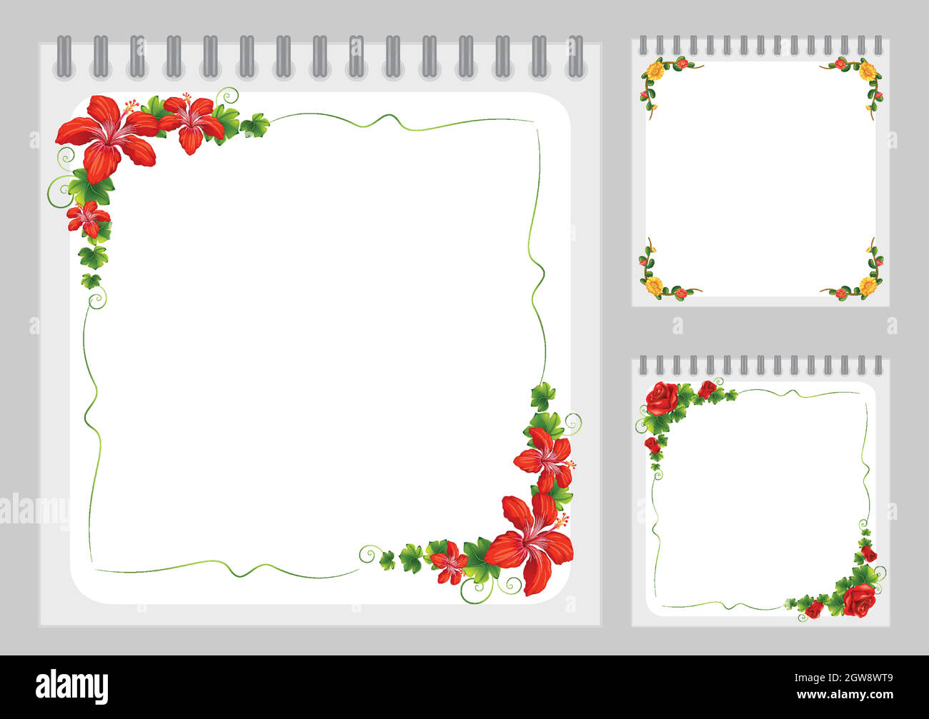 Notebook template with colorful flower frames Stock Vector Image & Art ...