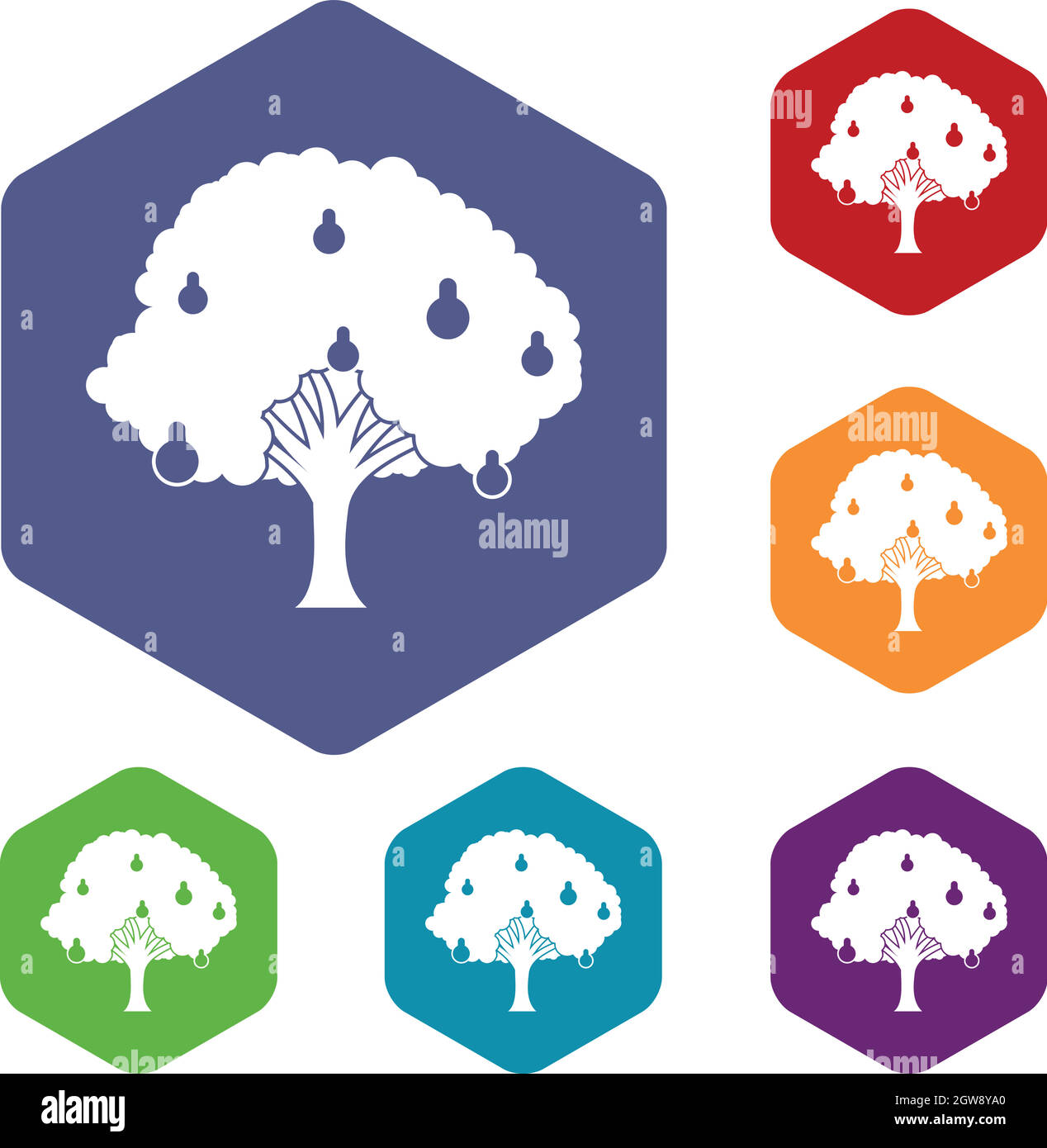 Pear tree with pears icons set Stock Vector Image & Art - Alamy