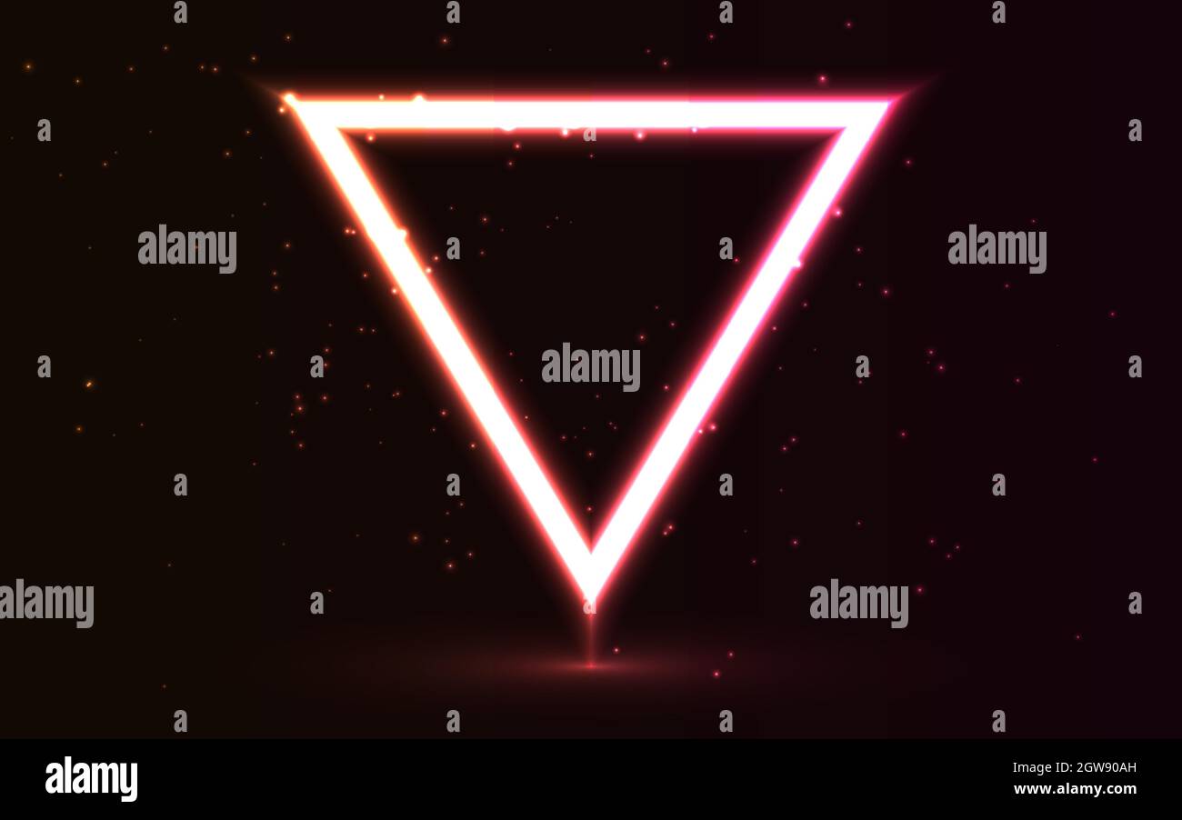 Red neon triangle. Triangle border with light effects. Vector ...