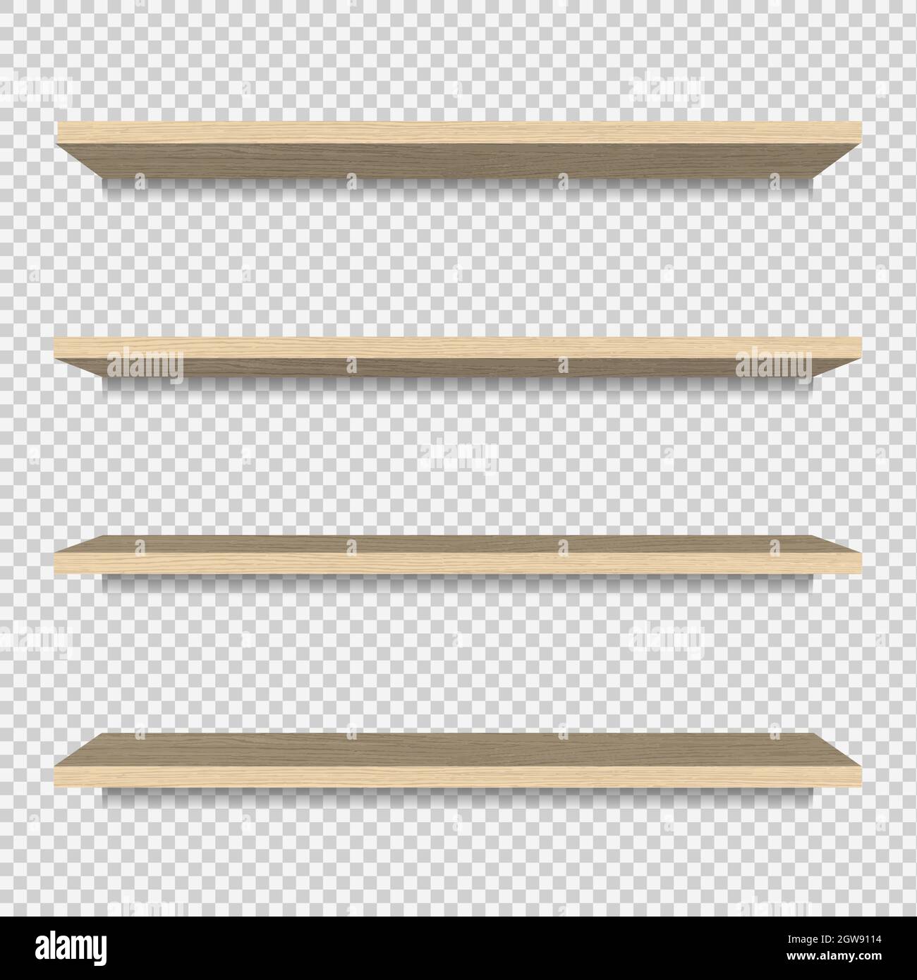 Wooden shelves on a transparent background. Isolated vector object. EPS ...