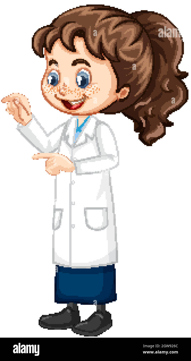 Girl wearing lab gown on isolated background Stock Vector Image & Art ...