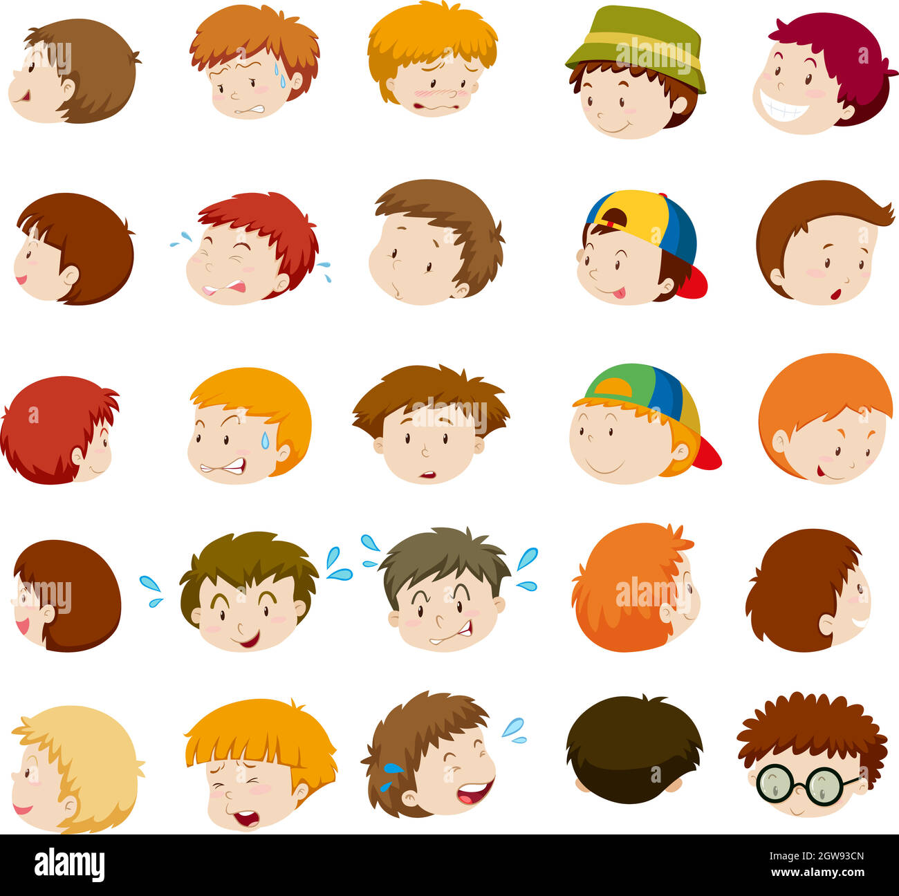 Boy different facial expressions illustration Stock Vector Images - Alamy