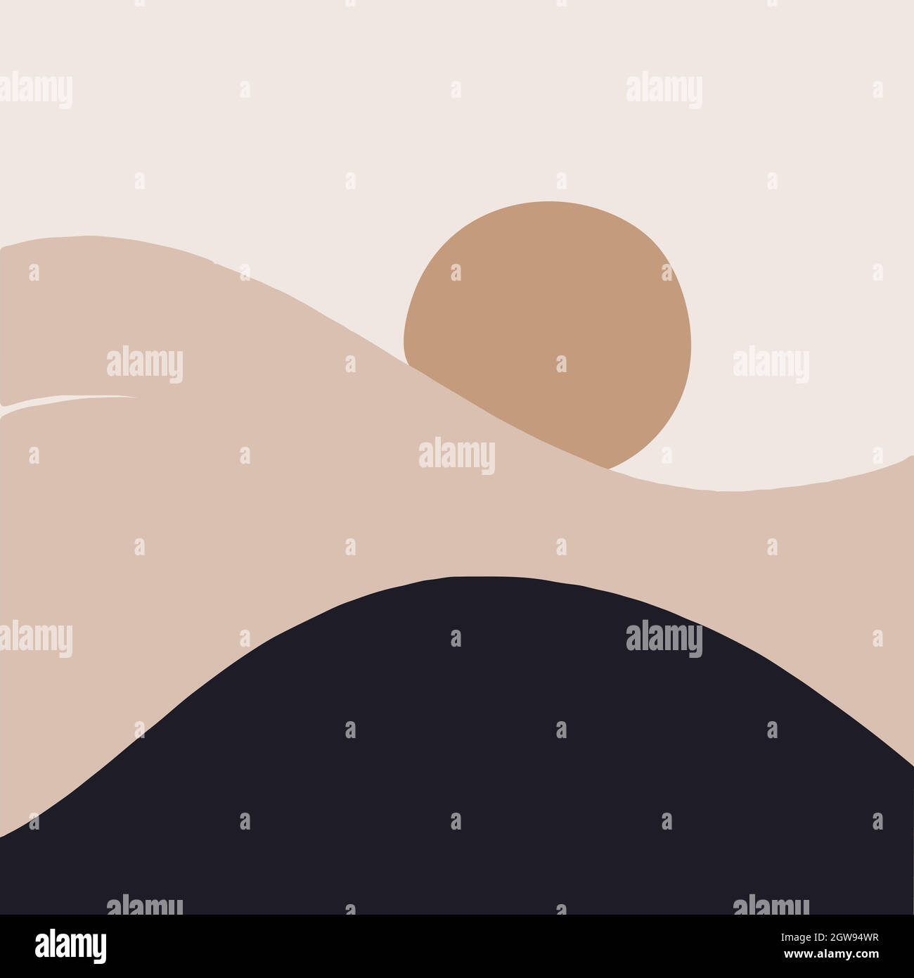 Mid century sunset minimalist boho print. Printable abstract geometric ...