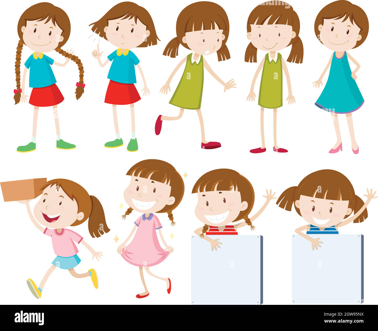 Girls doing different actions Stock Vector Image & Art - Alamy