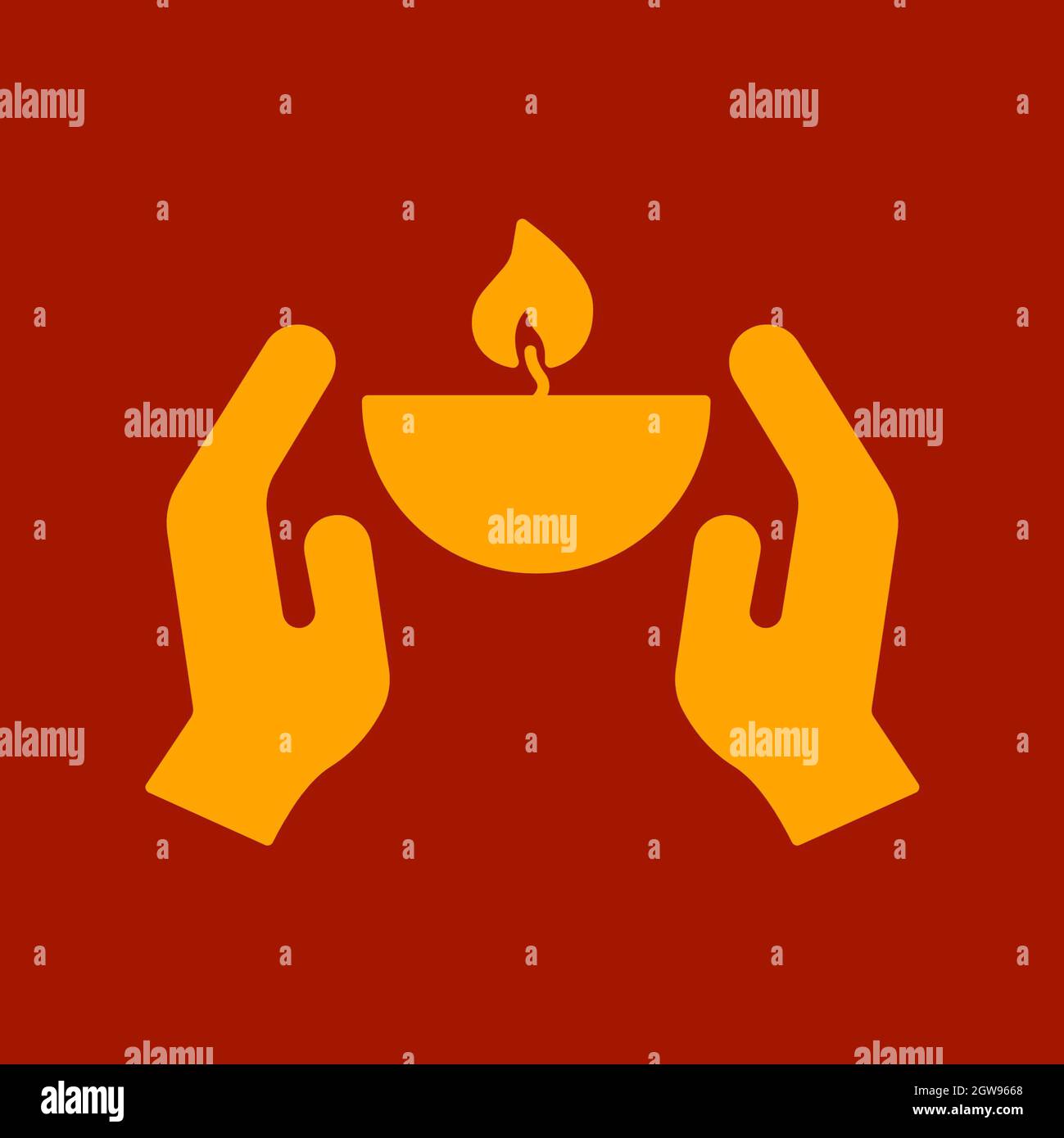 Vector design of hand or diya for Diwali on red isolated background ...