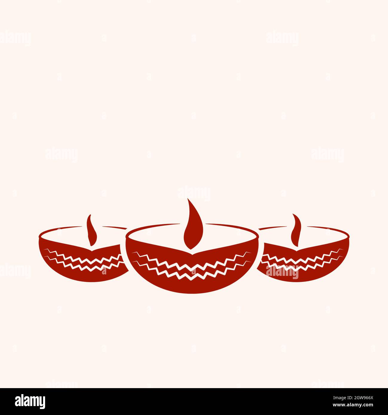 Group of diya oil lamp elements on isolated background. vector Stock ...
