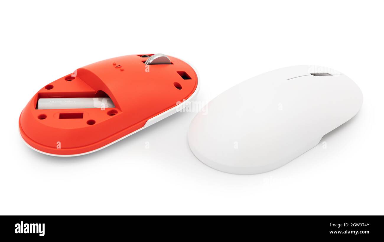 Parts of computer wireless mouse isolated on white background Stock ...