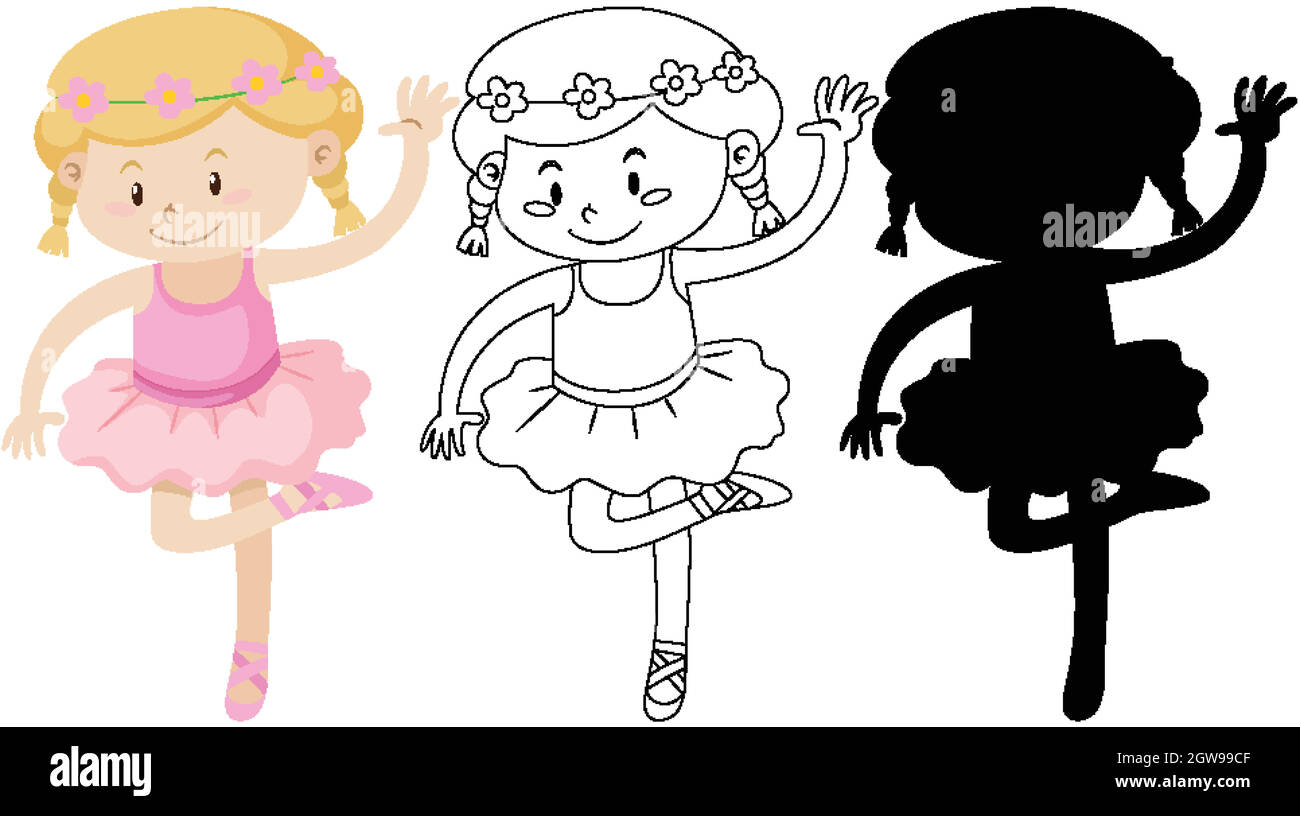 Ballet girl with its outline and silhouette Stock Vector Image & Art ...