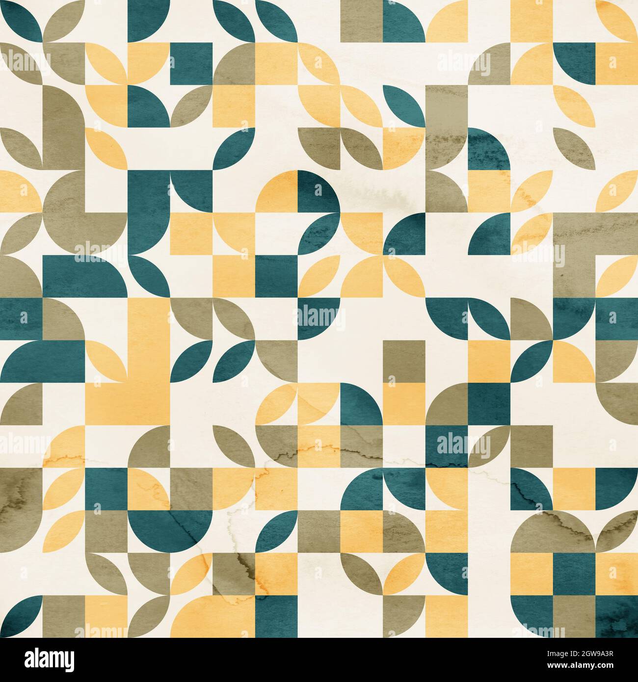 Seamless mid century retro watercolor geometric surface pattern design ...