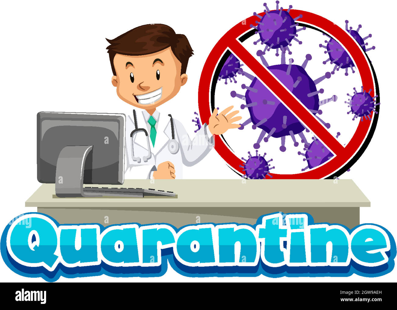 Poster design for coronavirus theme with doctor and virus cells Stock ...