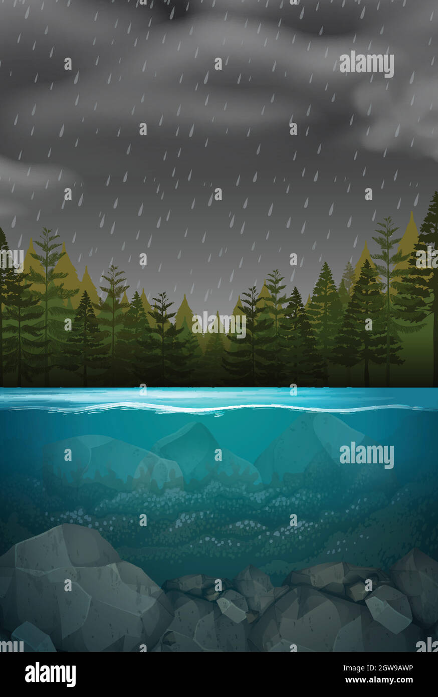 Rain trees storm Stock Vector Images - Alamy