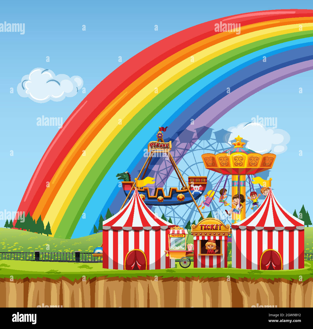 Circus scene with children playing at day time Stock Vector Image & Art ...
