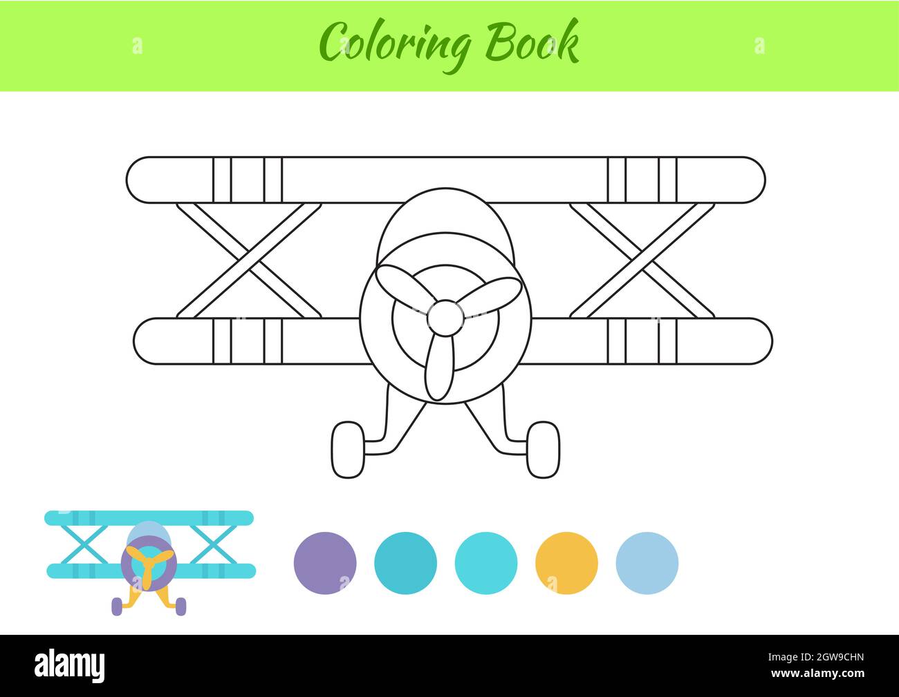 Coloring book airplane for children. Educational activity page for ...