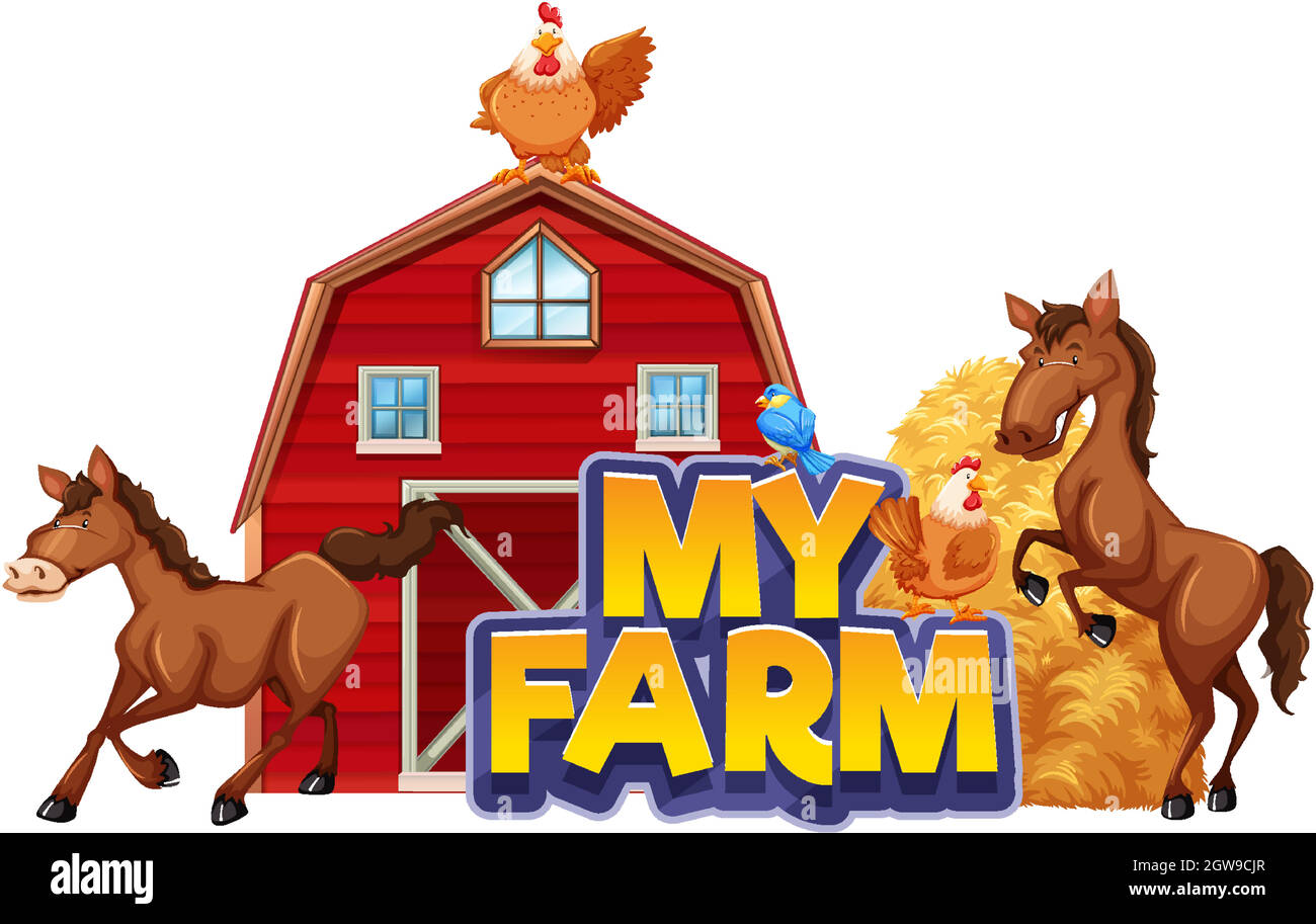Font design for word my farm with many animals Stock Vector Image & Art ...