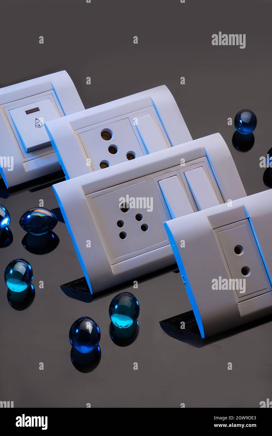 Wall Switch Power Electronic Component Socket Different And Modern Realistic Part Wall Switch