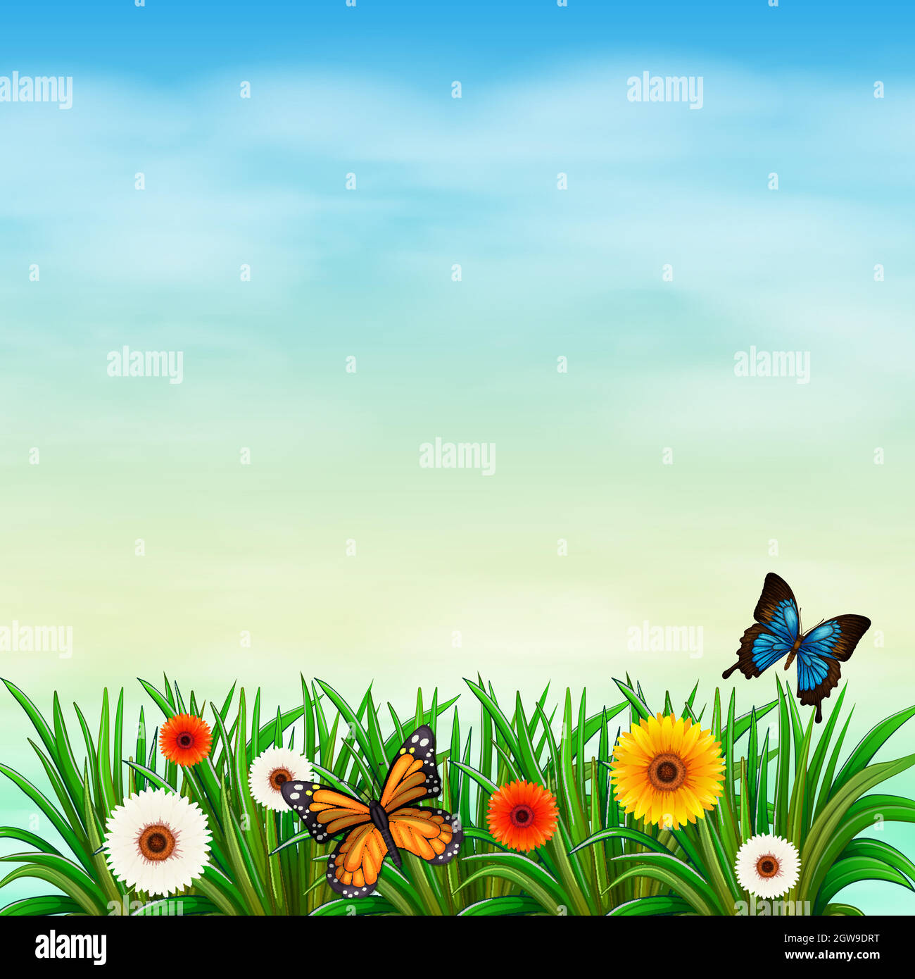 Blooming flower garden Stock Vector Images - Alamy