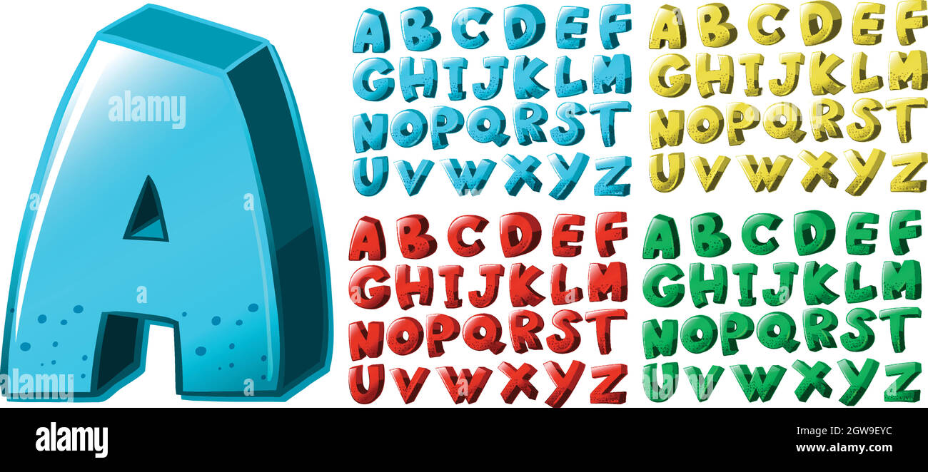 English alphabet font design in four colors Stock Vector Image & Art ...