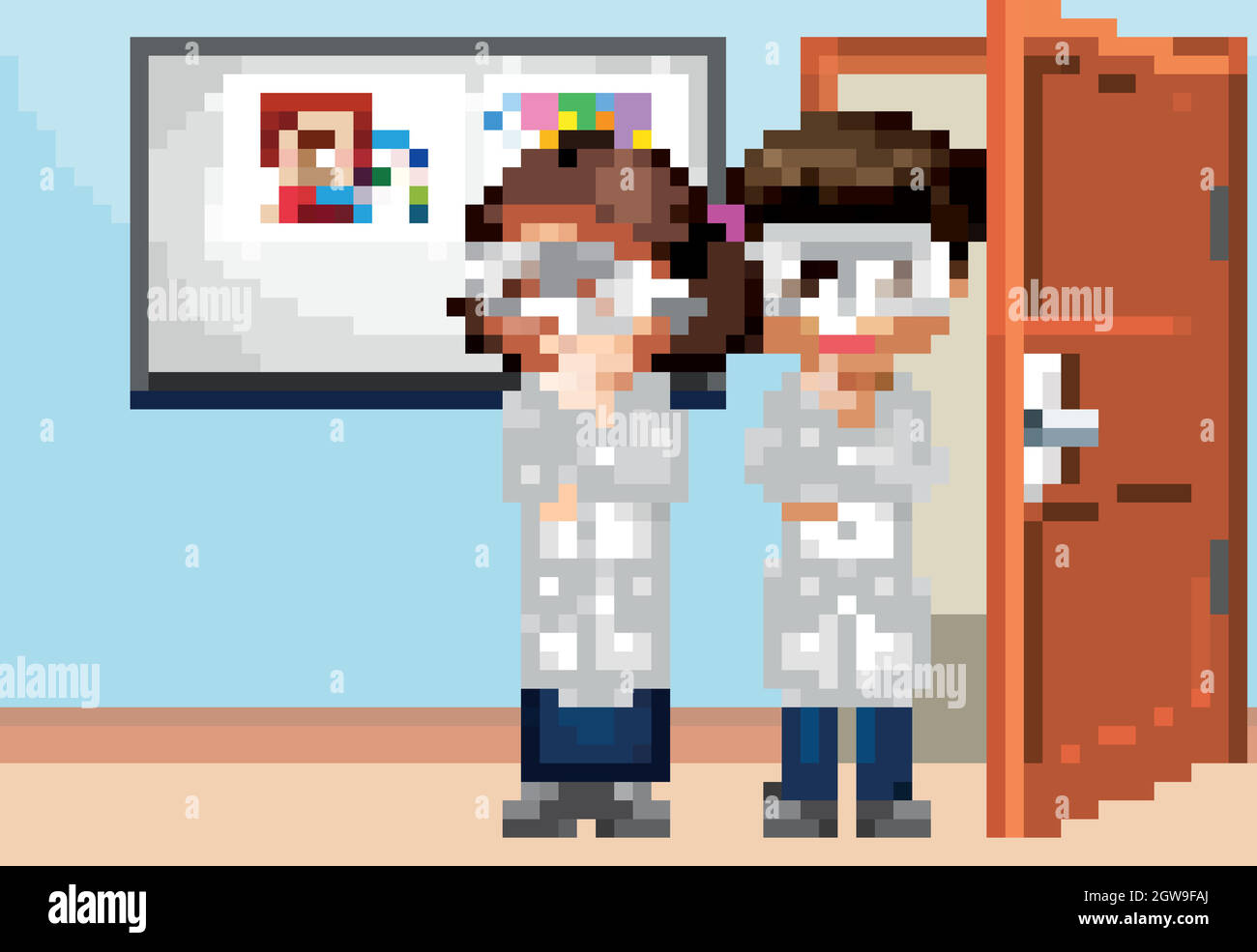 Classroom scene with two science students inside Stock Vector Image ...