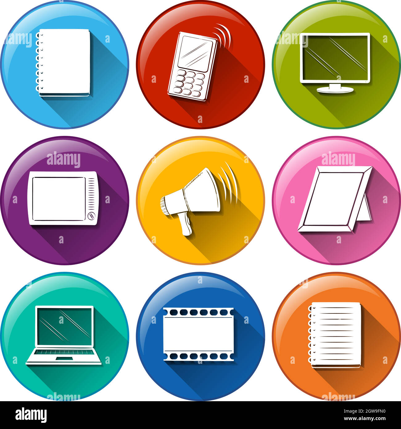 Round buttons with different objects Stock Vector Image & Art - Alamy