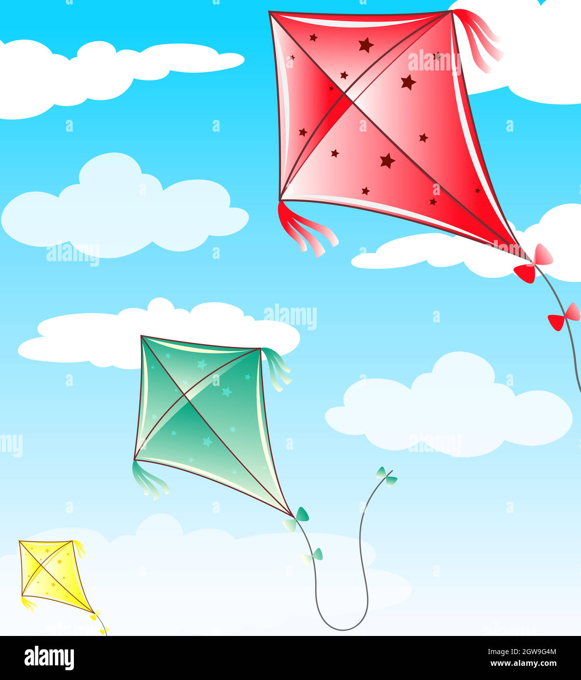 Kites Flying In The Sky Clipart Color