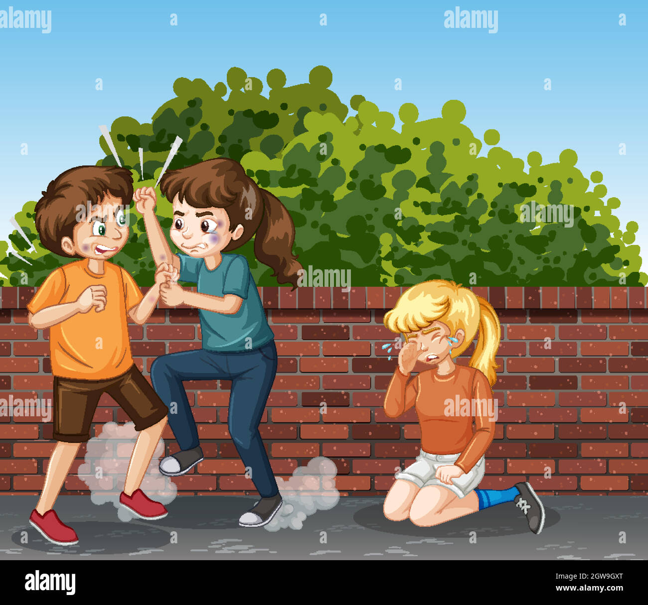 Sad girl sidewalk Stock Vector Images - Alamy