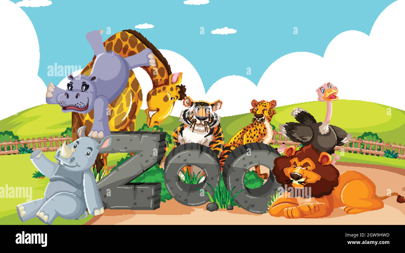 Wild animals with zoo sign Stock Vector Image & Art - Alamy