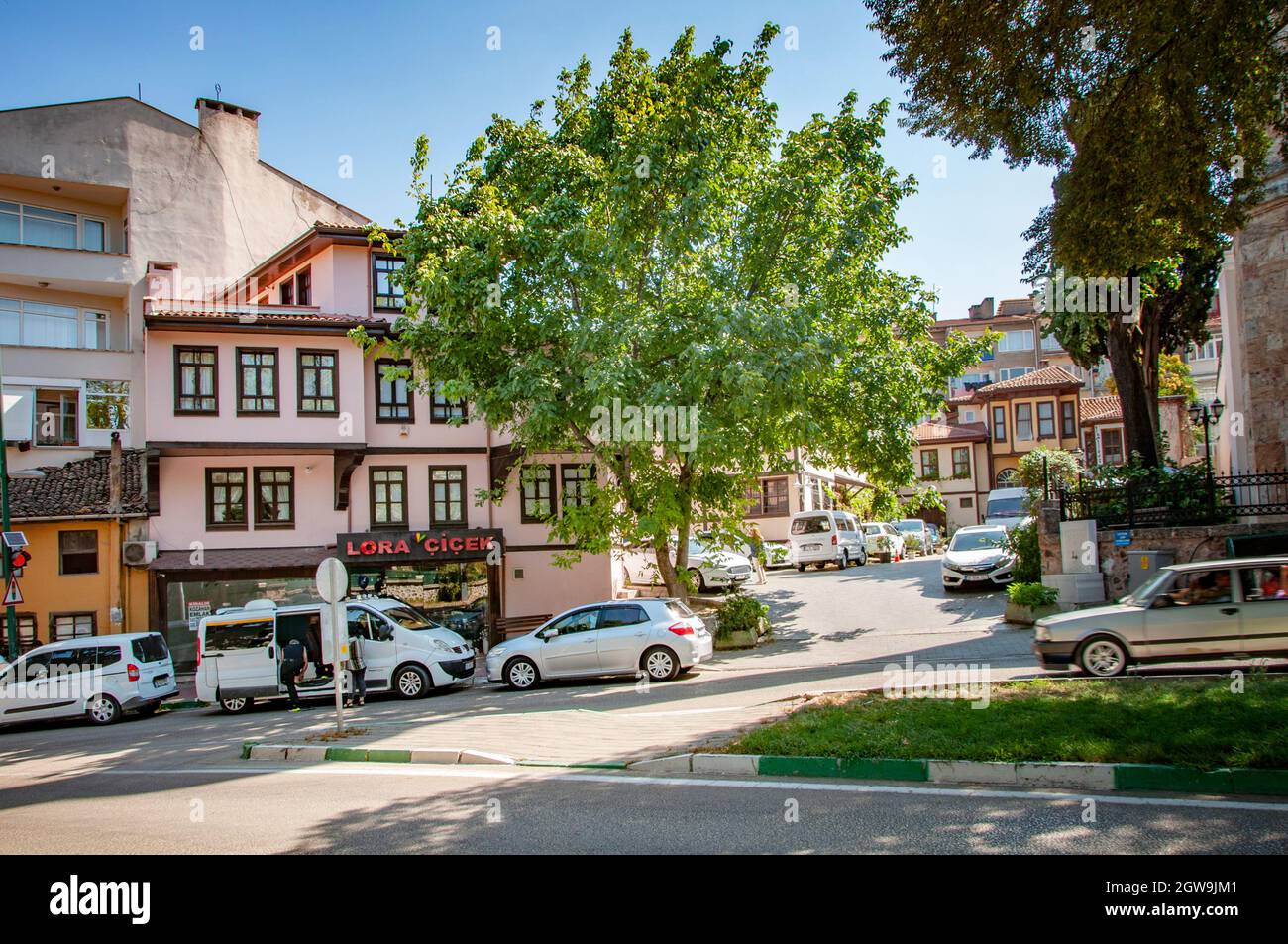 BURSA, TURKEY. AUGUST 15, 2021. Street view, buildings in traditional ...