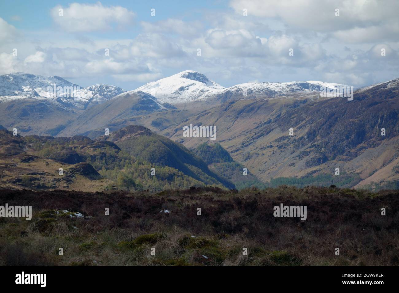 The Snow Covered Wainwright 'Great Gable' from the Top of 'Walla Crag ...