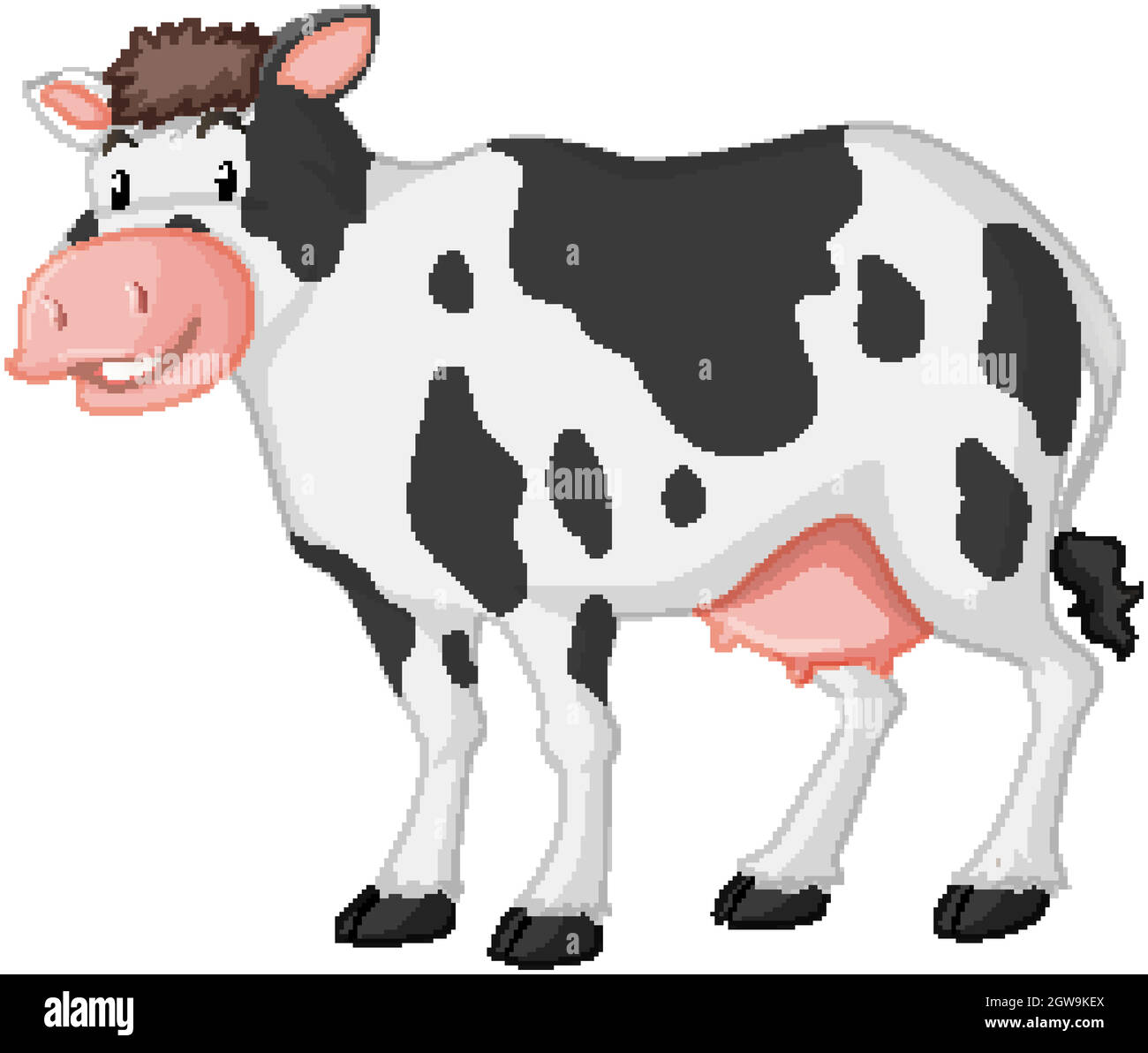 Cute cow with big smile on white background Stock Vector Image & Art ...