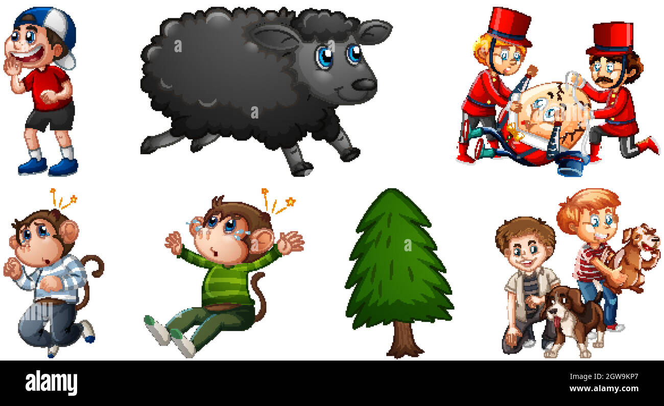 Set of different nursery rhyme character isolated on white background ...
